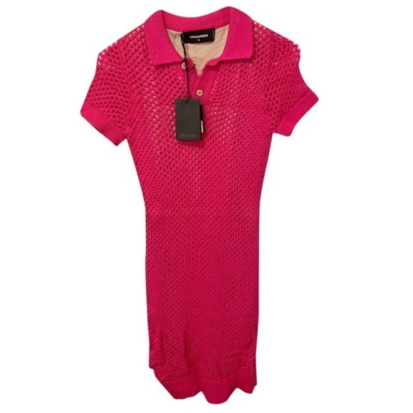 DSQUARED | Dresses | Dsquared2 Womens M Fuchsia Stretch Knit Button ...